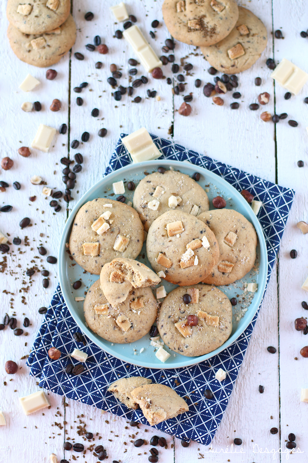 Cookies Café & Noisettes aux pépites de Chocolat blanc - Cooking lili